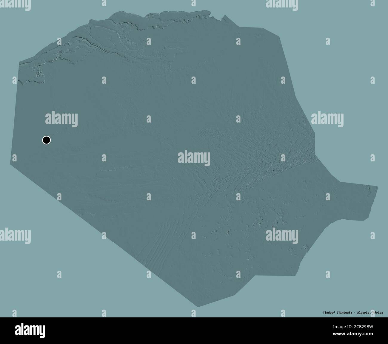Shape of Tindouf, province of Algeria, with its capital isolated on a ...