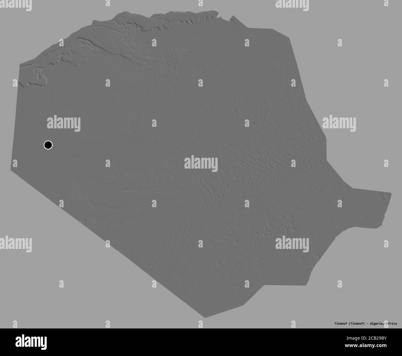 Shape of Tindouf, province of Algeria, with its capital isolated on a ...