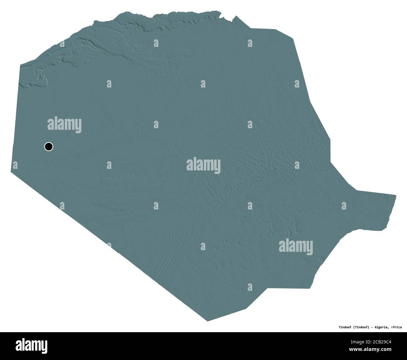 Shape of Tindouf, province of Algeria, with its capital isolated on ...