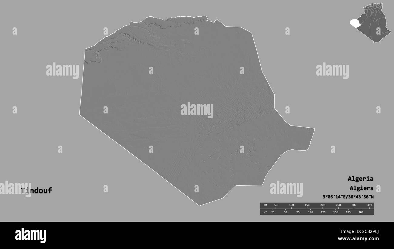 Shape of Tindouf, province of Algeria, with its capital isolated on ...