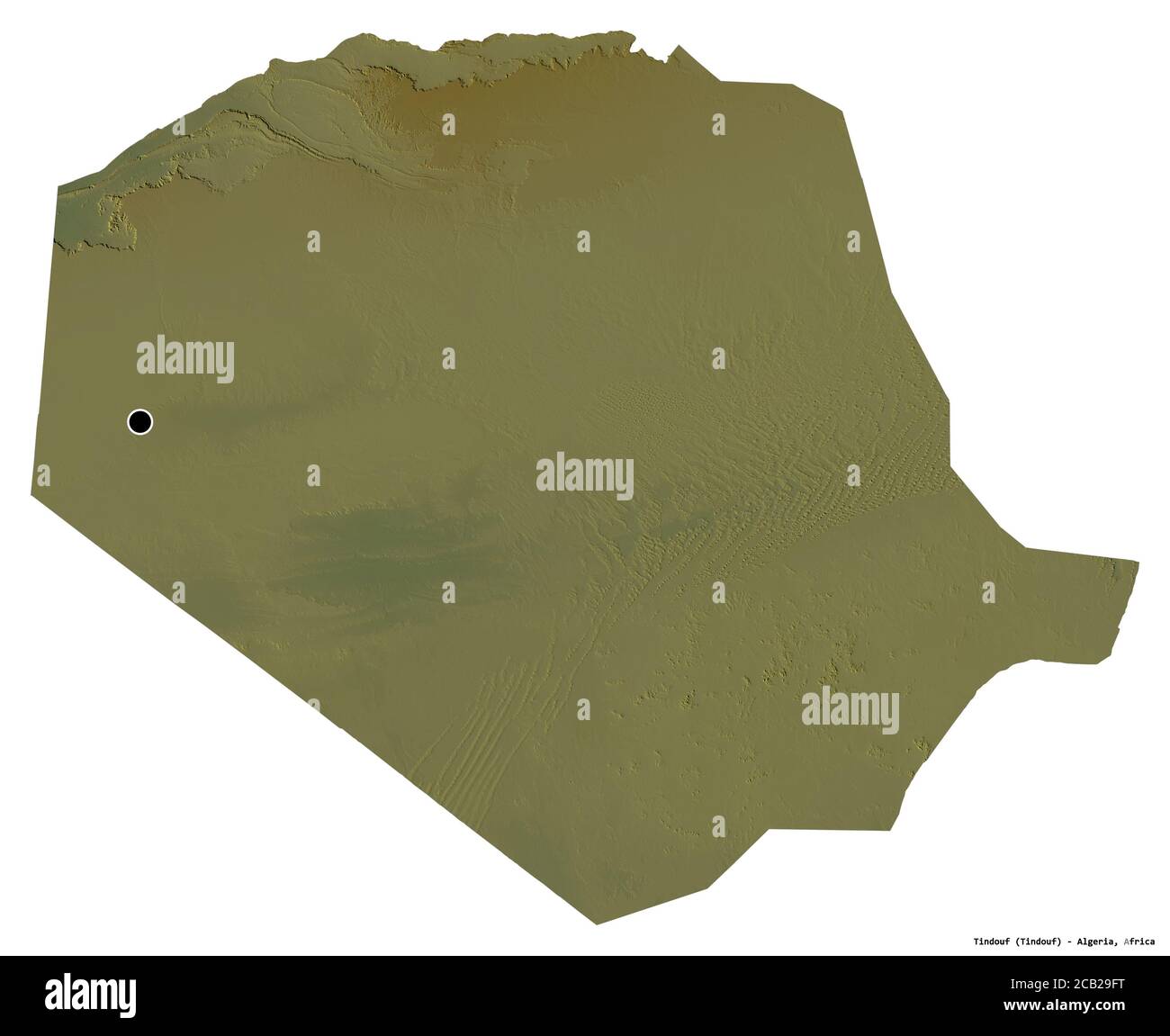 Shape of Tindouf, province of Algeria, with its capital isolated on ...
