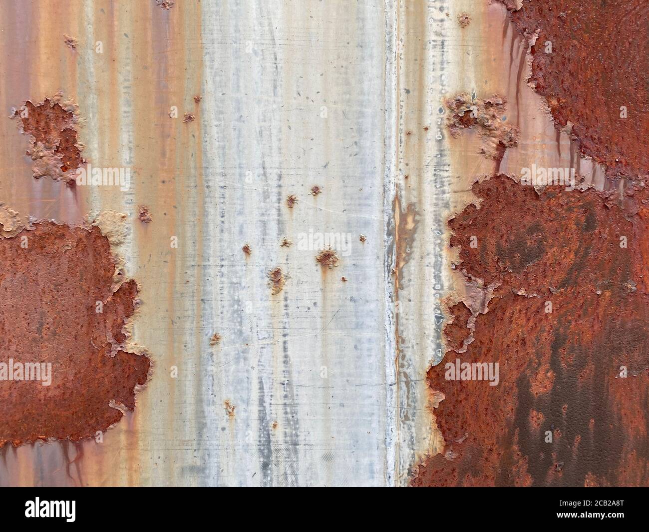 faded old worn painted rusted sheet metal siding steal wall suitable ...