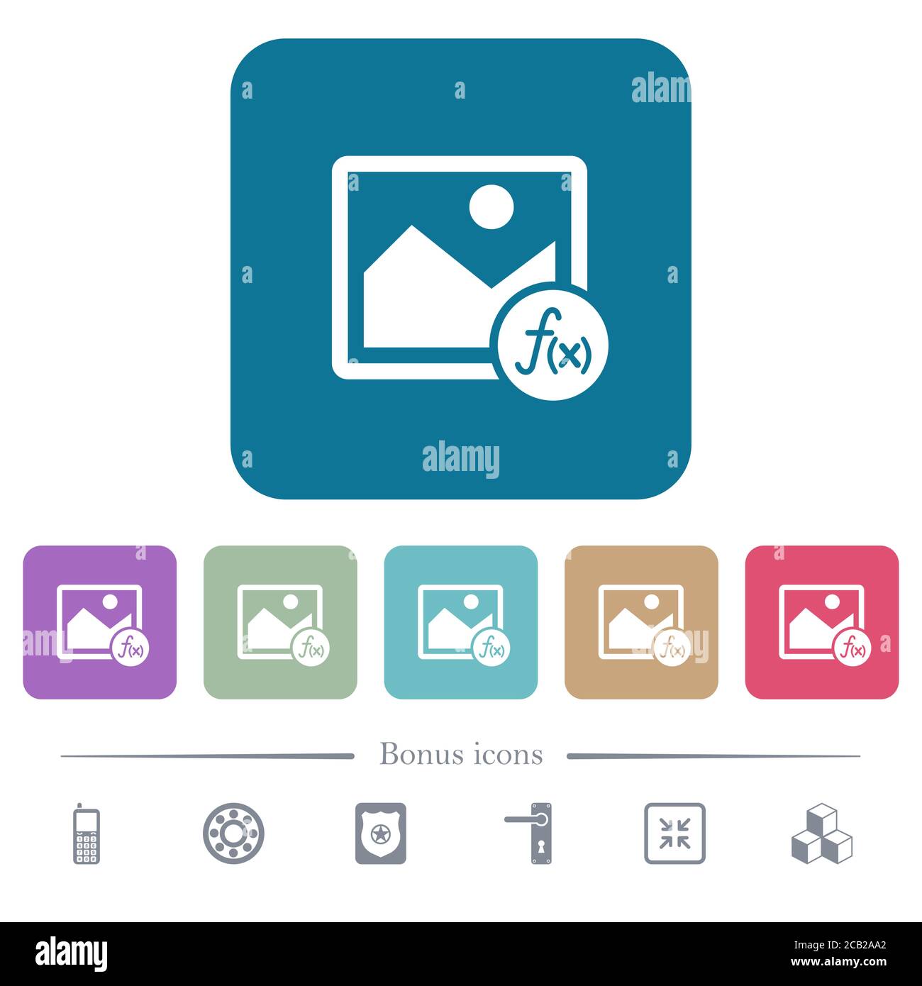 Image effects white flat icons on color rounded square backgrounds. 6 ...