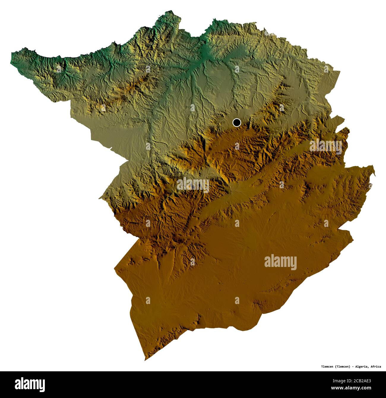Shape of Tlemcen, province of Algeria, with its capital isolated on ...