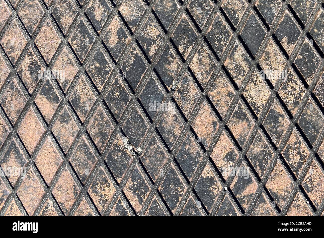 rusty dirty close-up view diamond plate storm drain cover suitable for ...