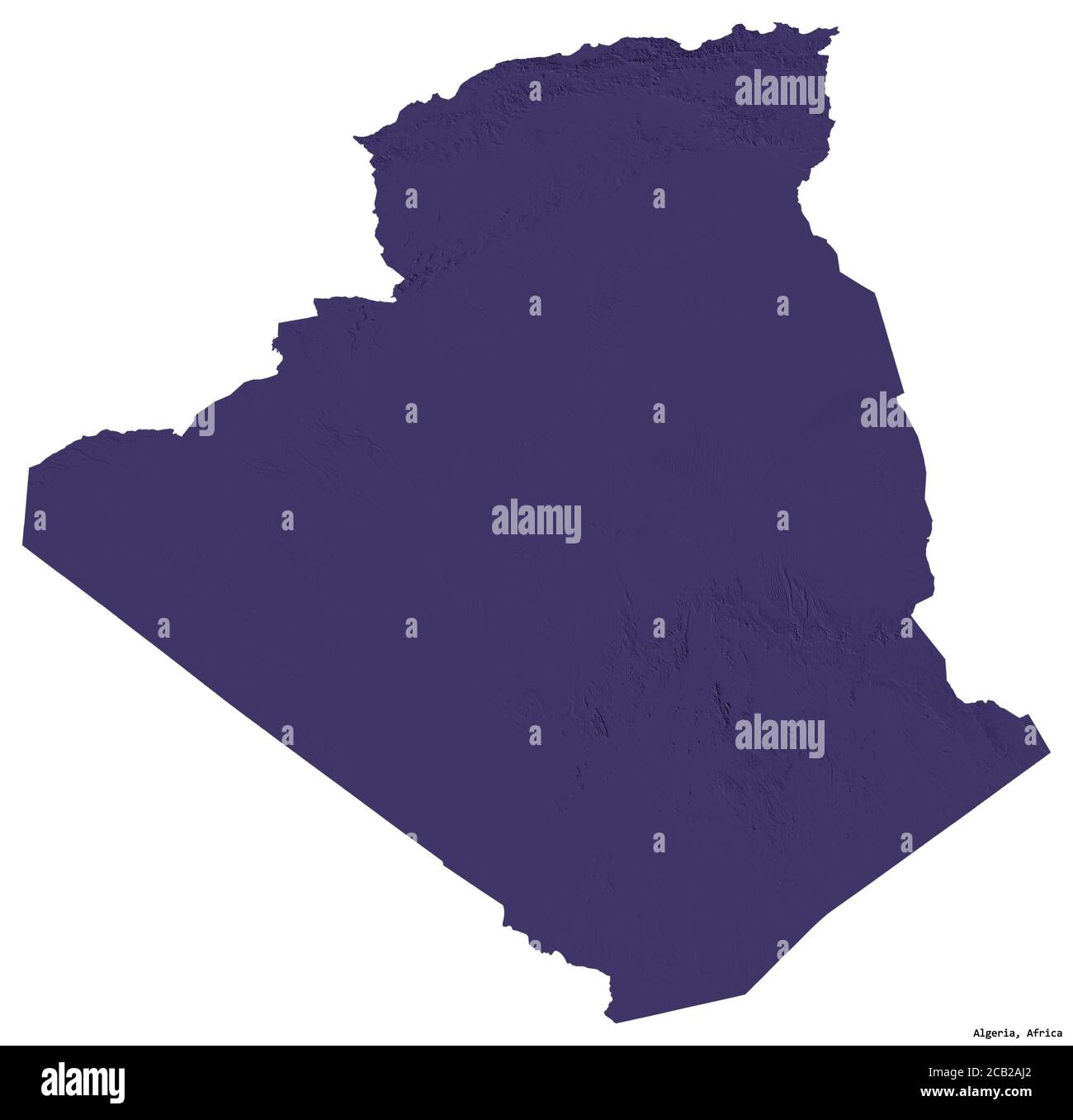 Shape of Algeria with its capital isolated on white background. Colored ...