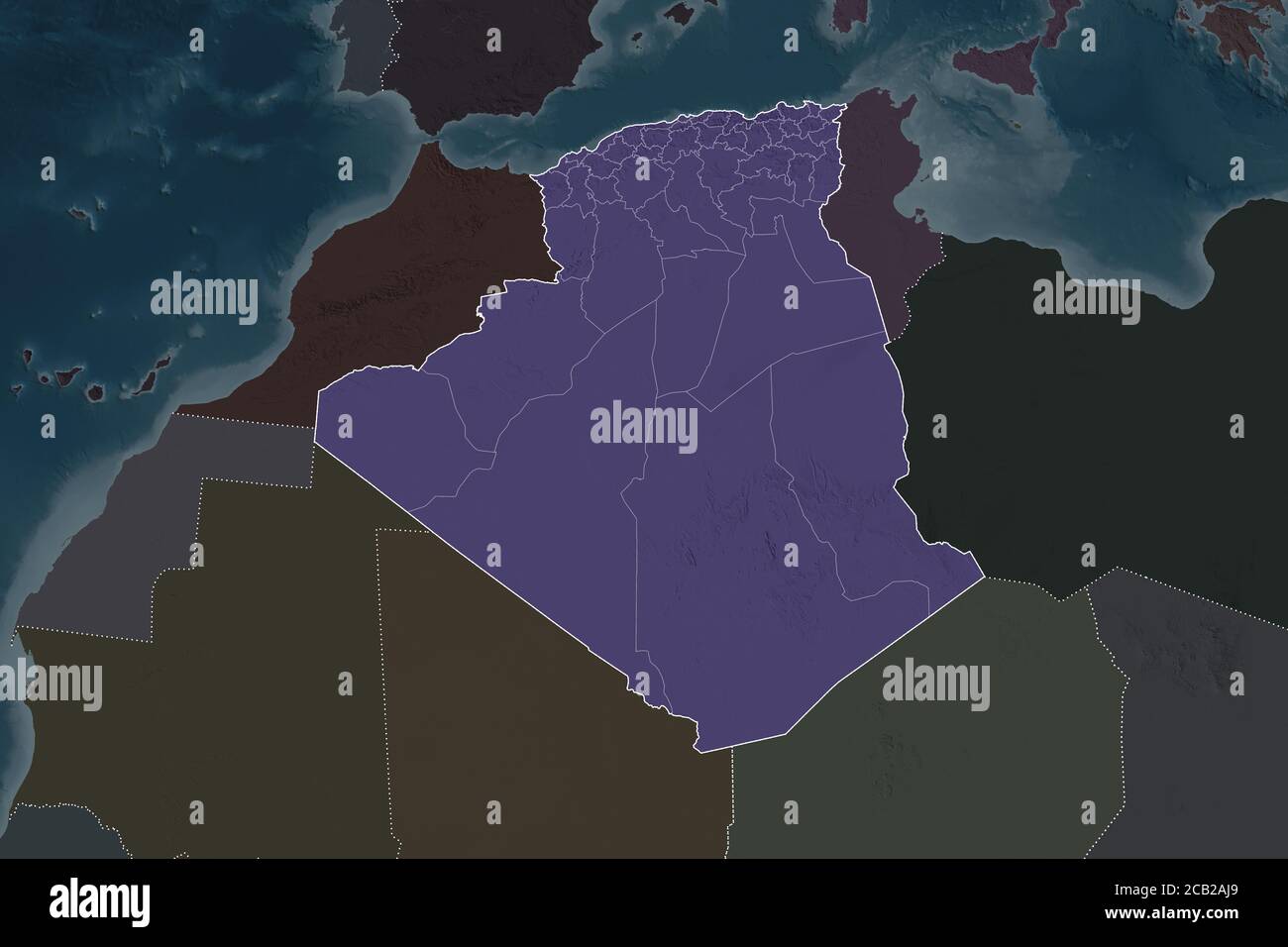 Shape of Algeria separated by the desaturation of neighboring areas ...
