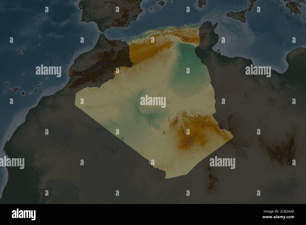 Shape of Algeria separated by the desaturation of neighboring areas ...