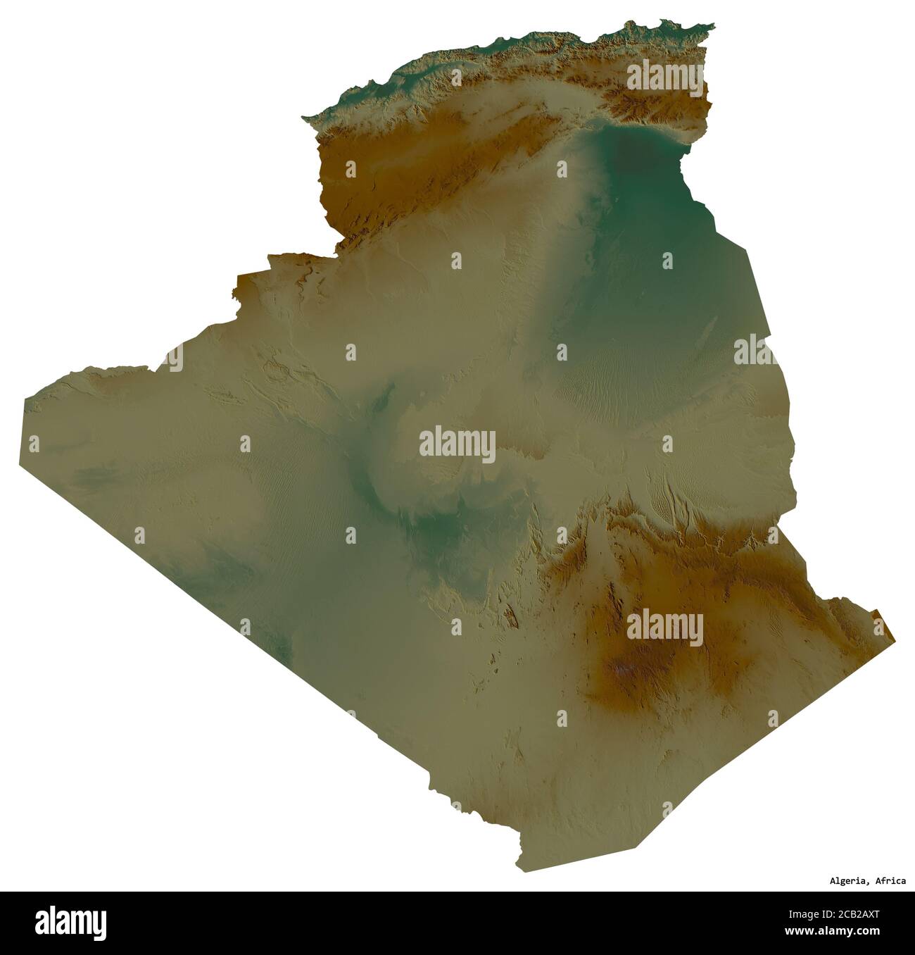 Shape of Algeria with its capital isolated on white background ...