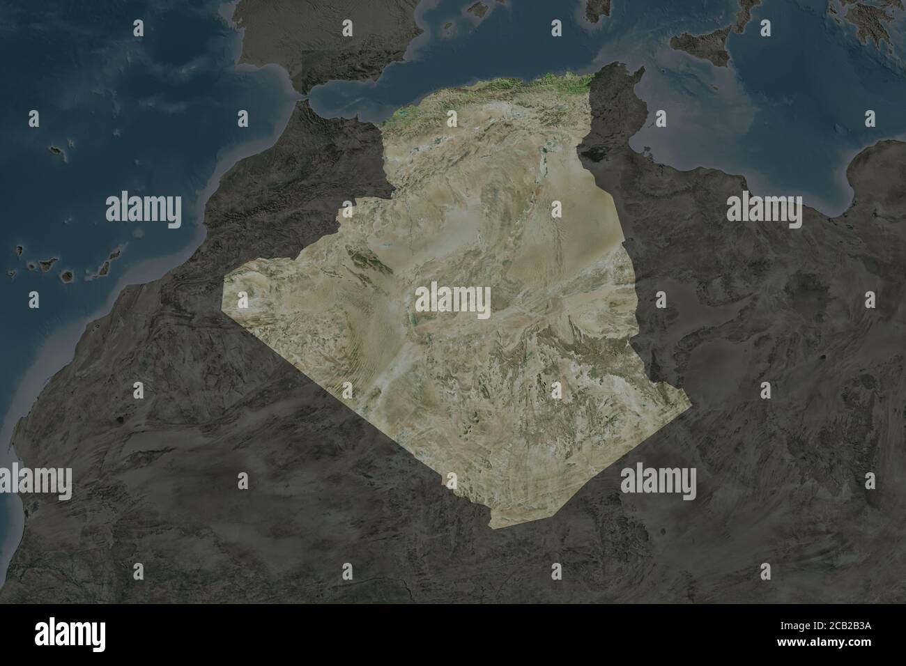 Shape of Algeria separated by the desaturation of neighboring areas ...