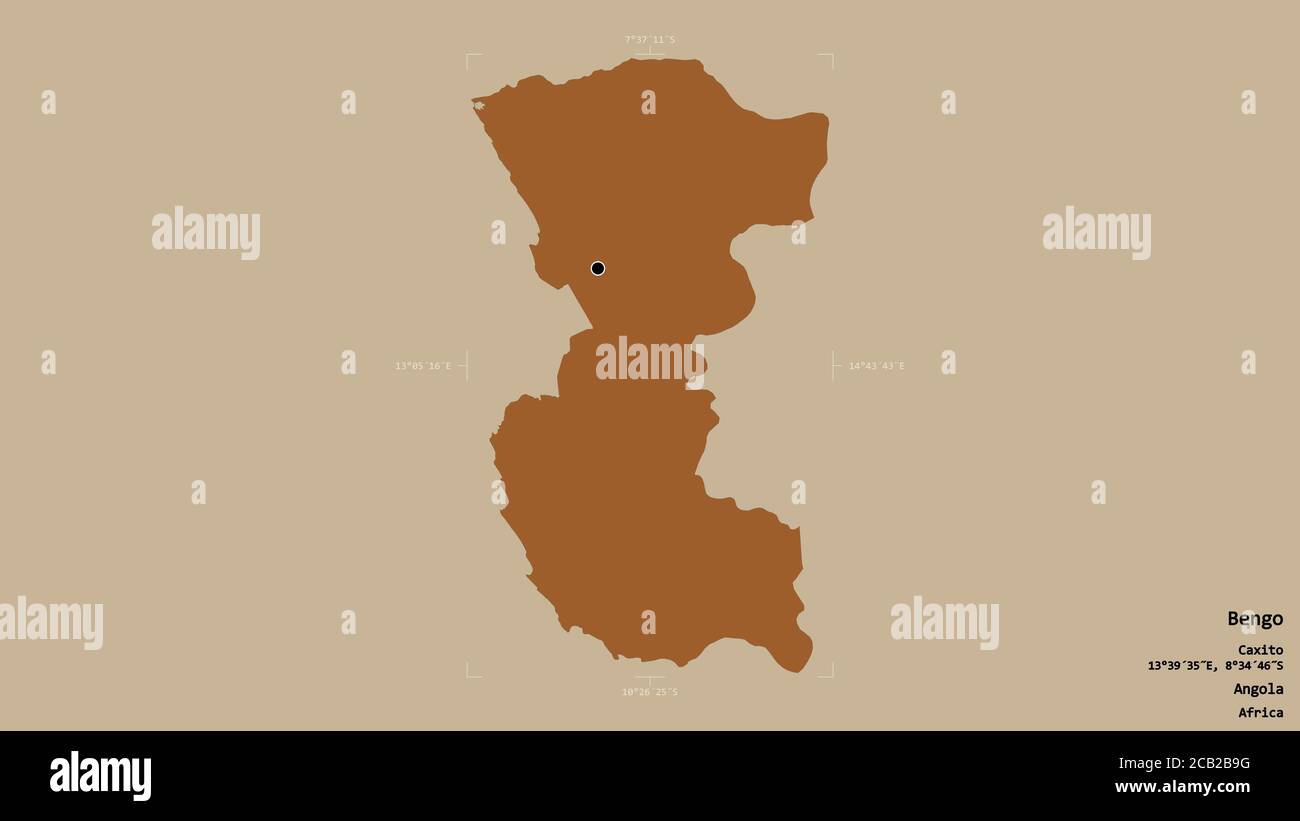 Area of Bengo, province of Angola, isolated on a solid background in a ...