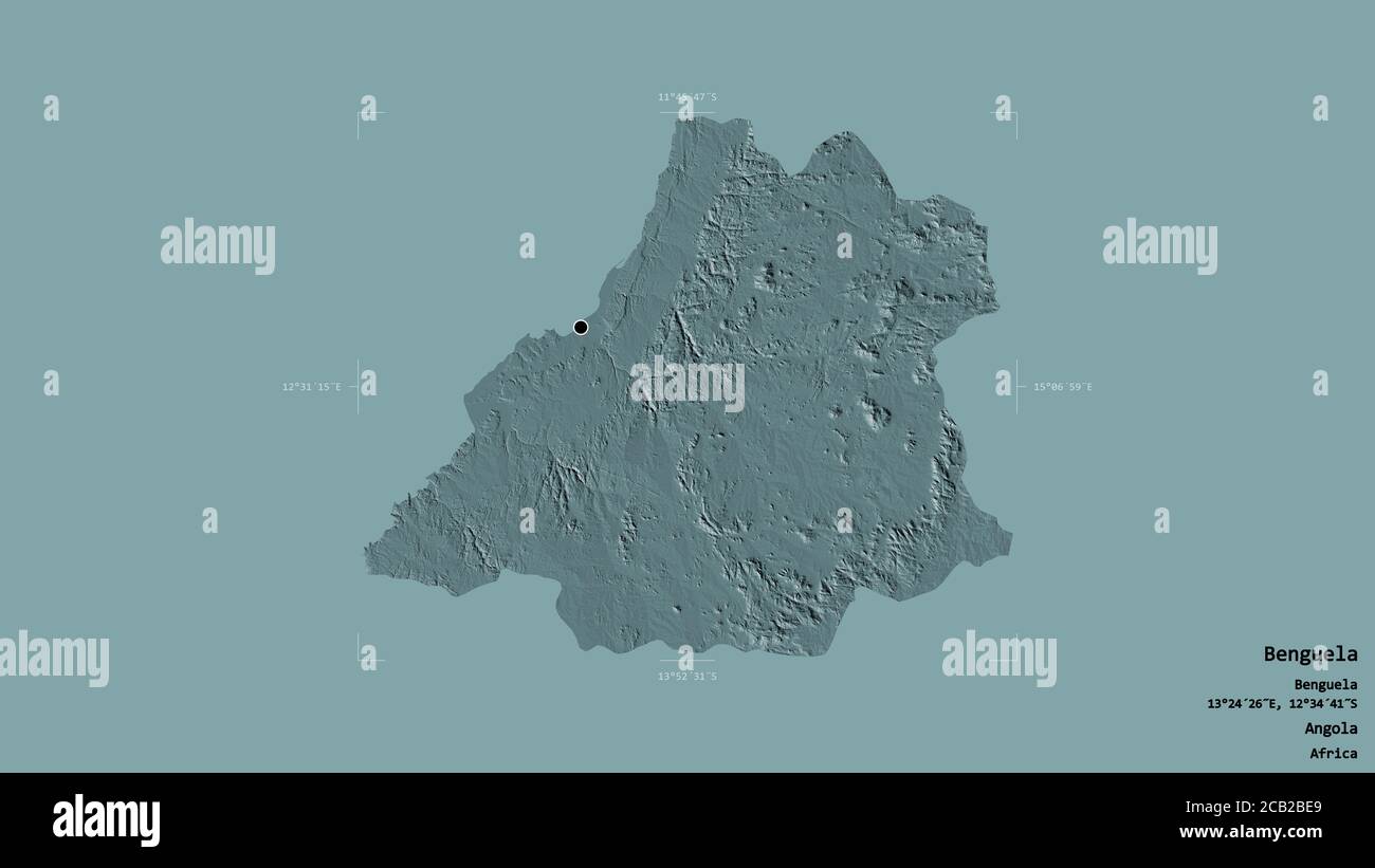 Area of Benguela, province of Angola, isolated on a solid background in ...