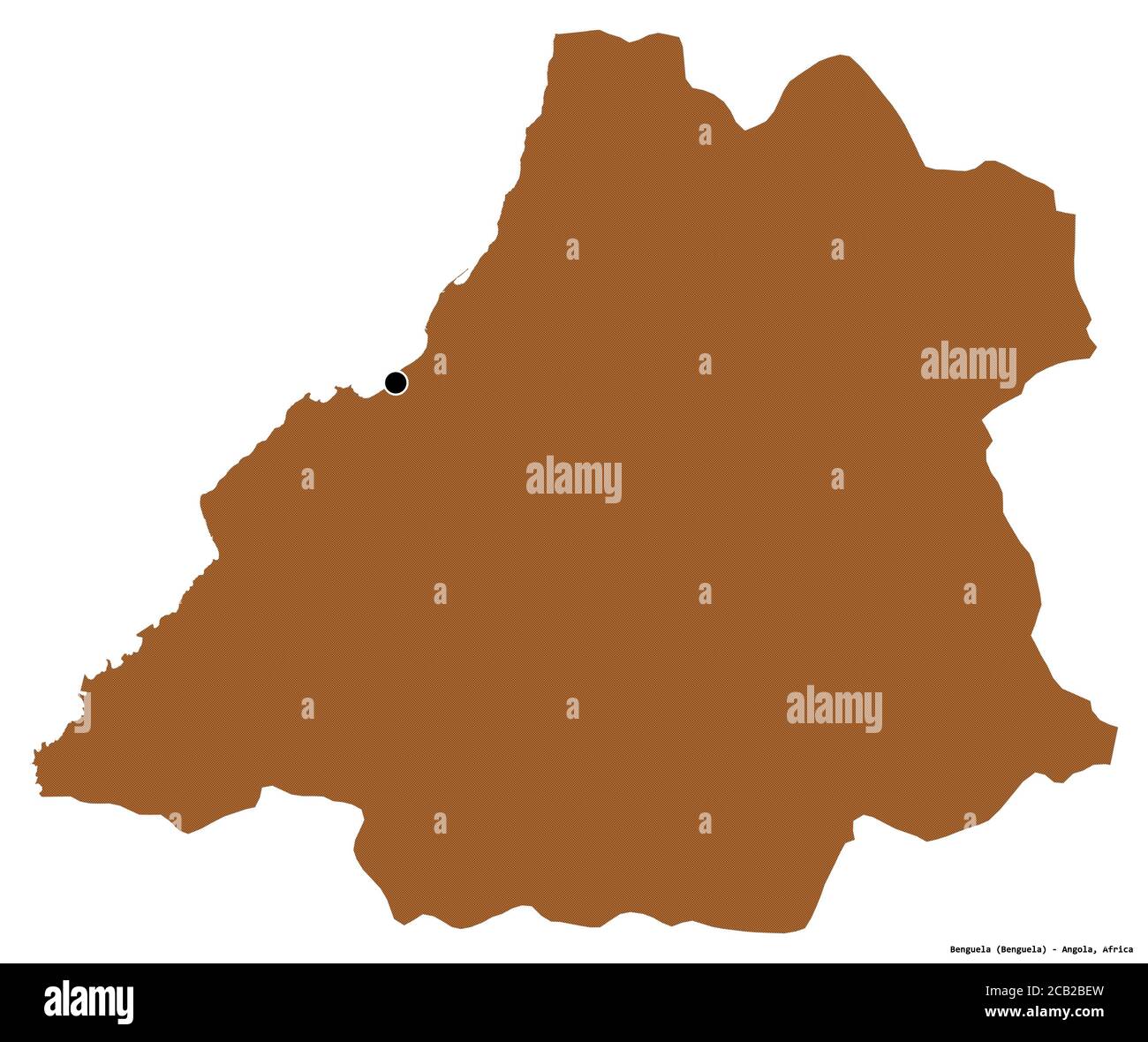 Shape of Benguela, province of Angola, with its capital isolated on ...