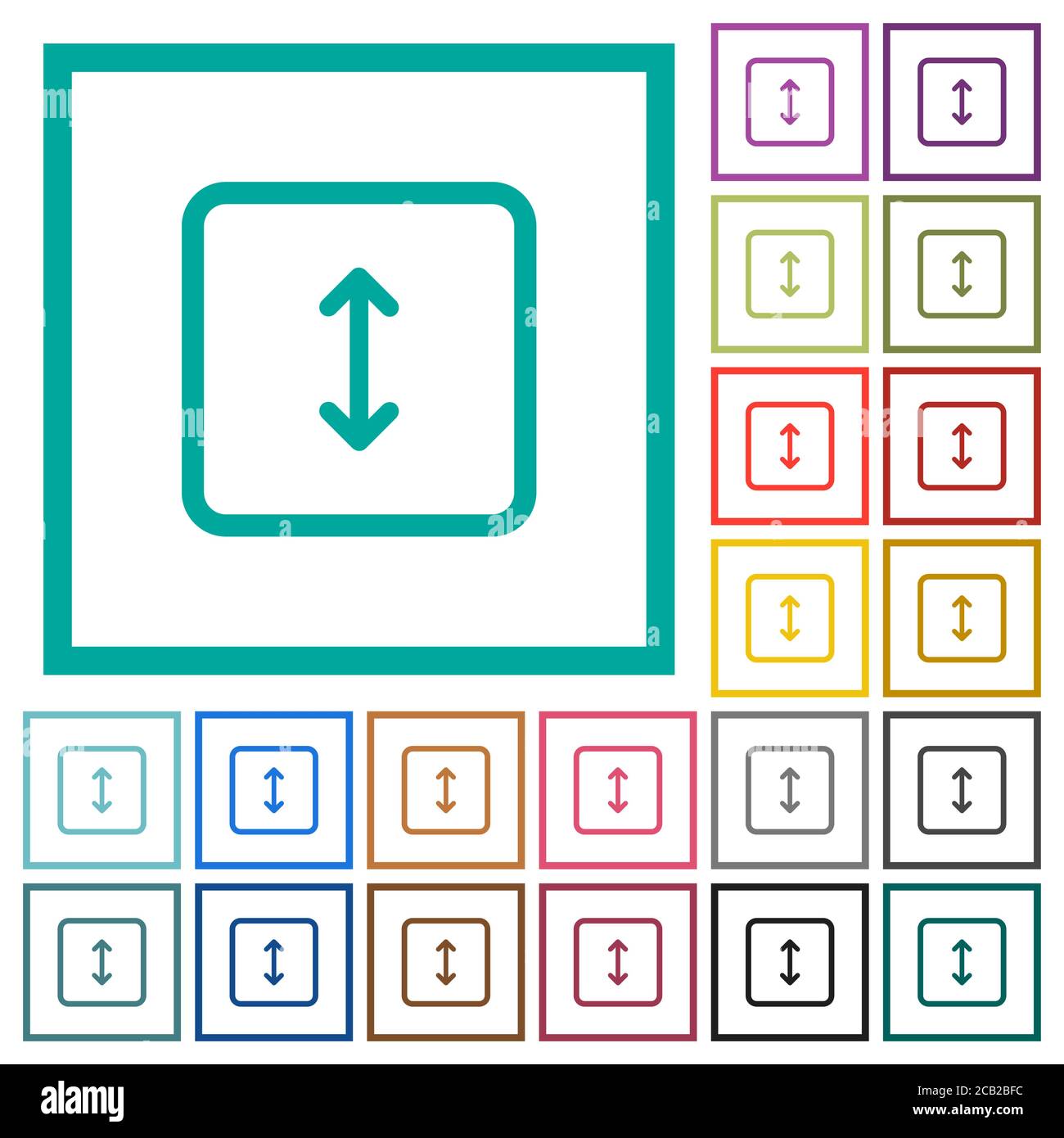 Adjust object height flat color icons with quadrant frames on white ...
