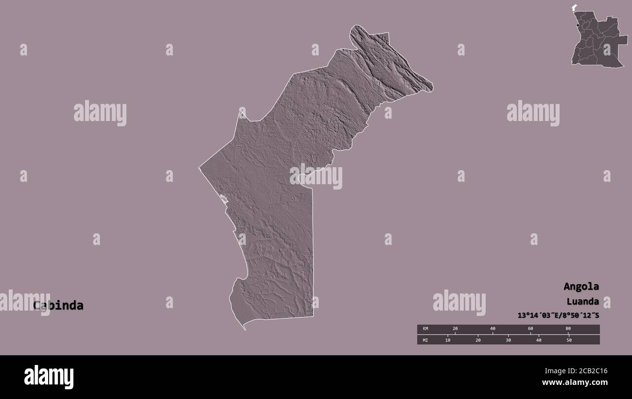 Shape of Cabinda, province of Angola, with its capital isolated on ...