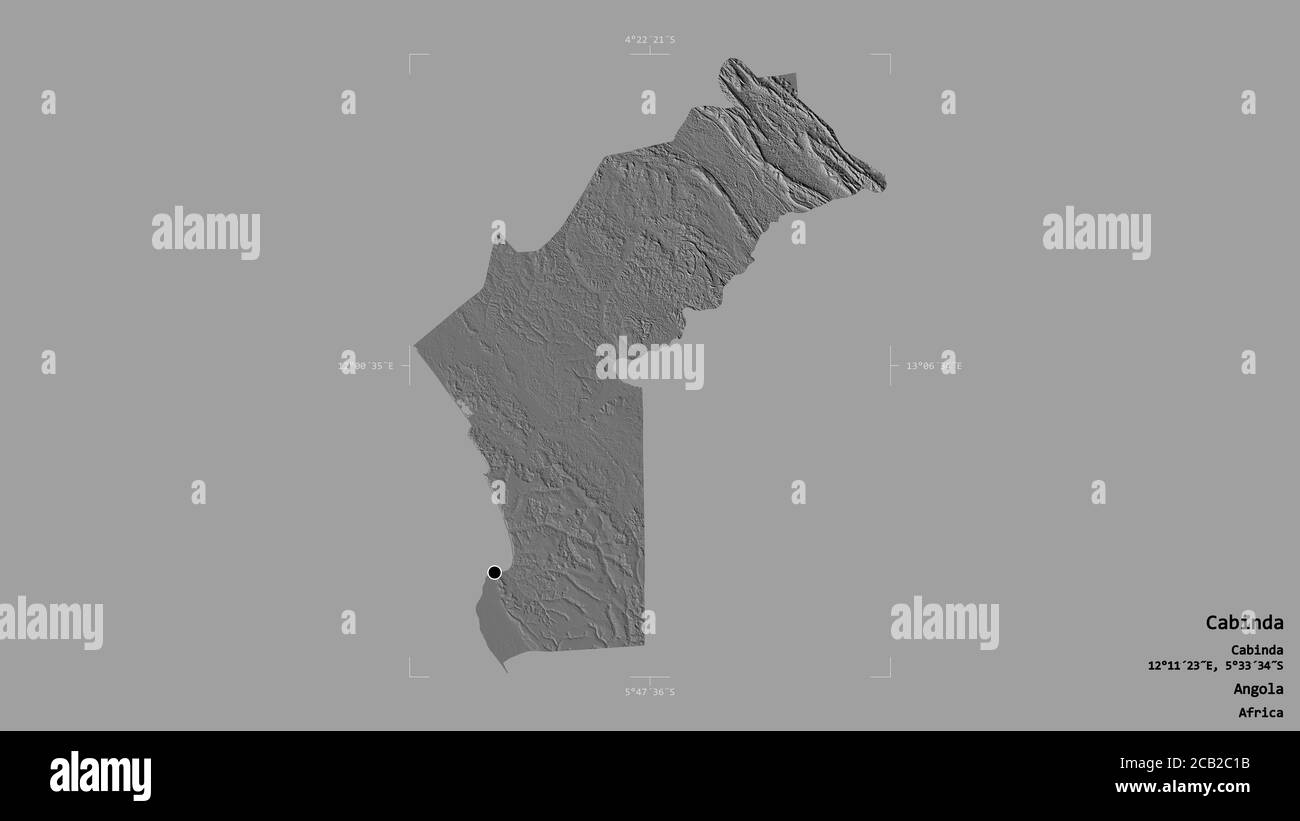Area of Cabinda, province of Angola, isolated on a solid background in ...