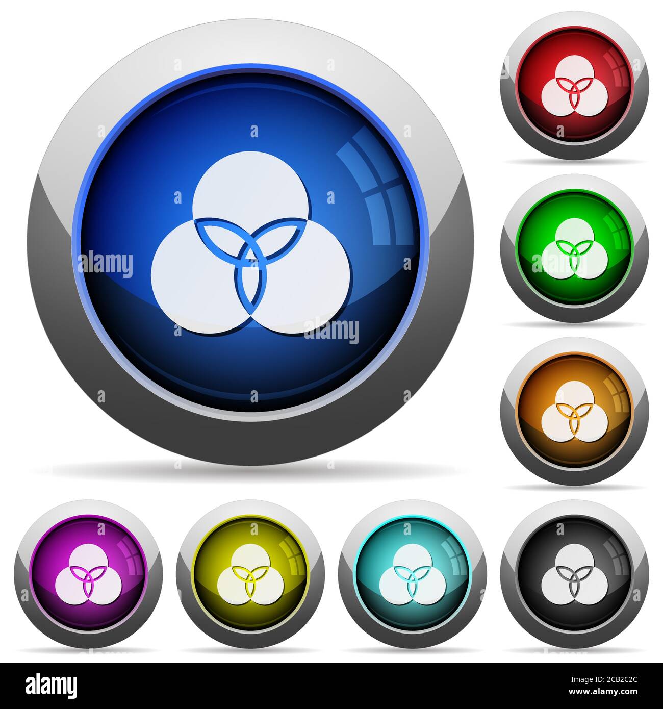 Color filter icons in round glossy buttons with steel frames Stock ...