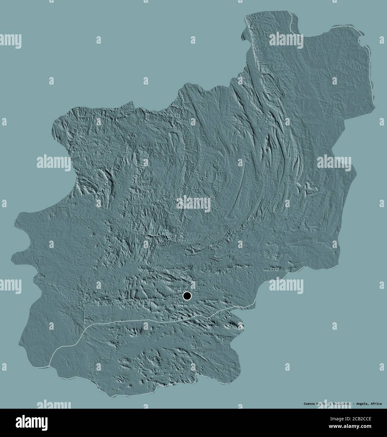 Shape of Cuanza Norte, province of Angola, with its capital isolated on ...