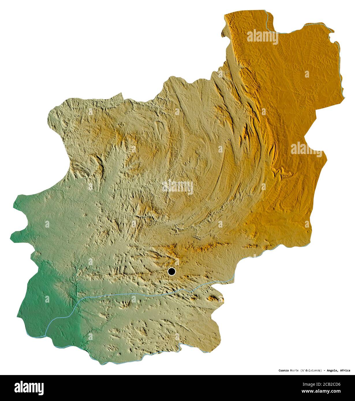 Shape of Cuanza Norte, province of Angola, with its capital isolated on ...
