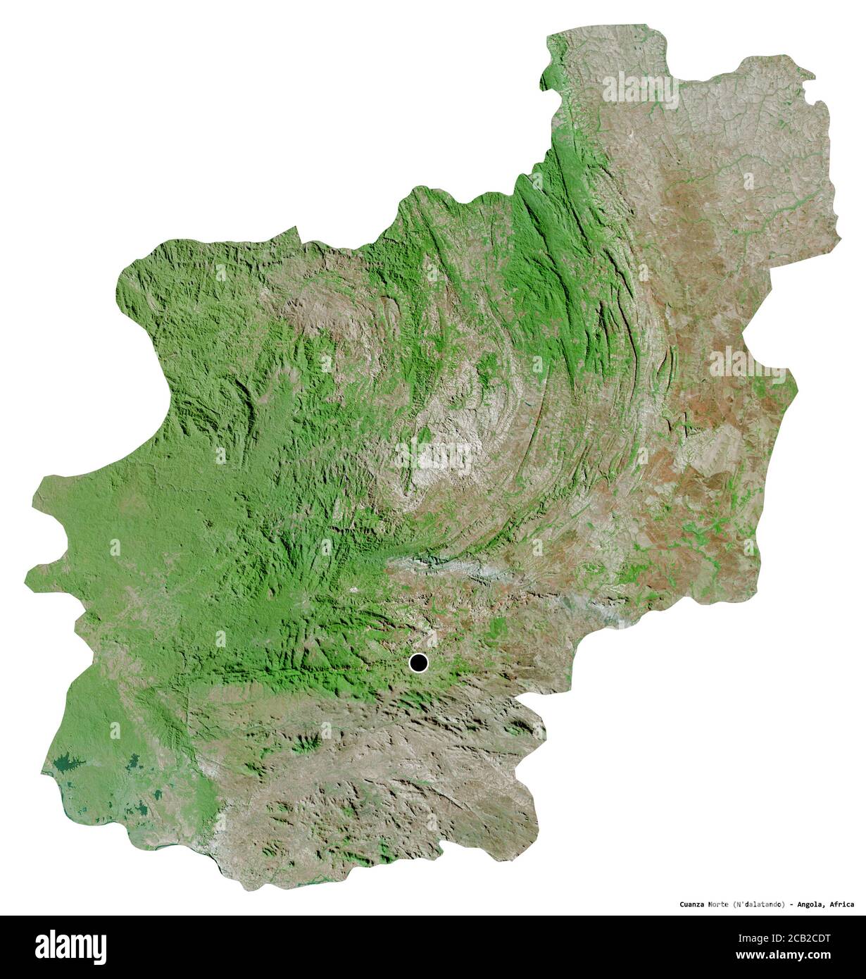 Shape of Cuanza Norte, province of Angola, with its capital isolated on ...