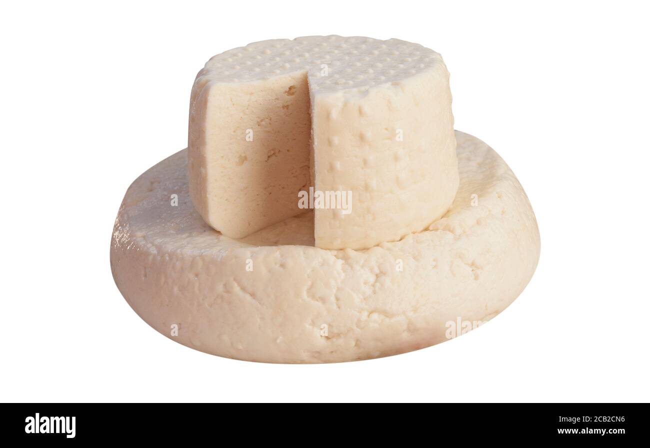 goat and cow cheese, dairy product from milk isolated on white ...