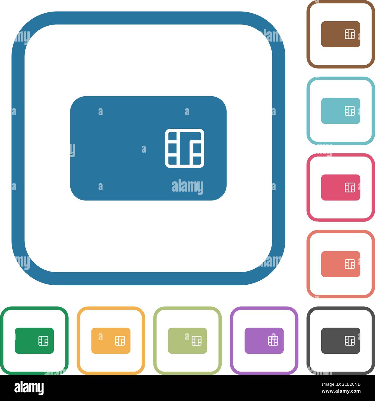 Chip card simple icons in color rounded square frames on white background Stock Vector Image ...