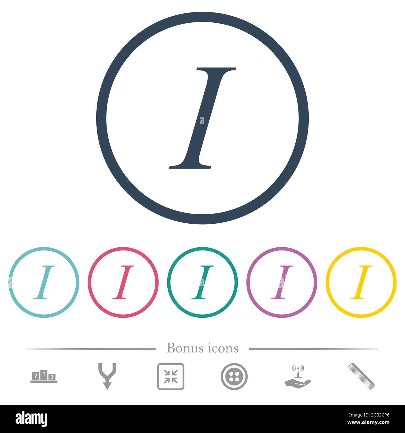 Italic font type flat color icons in round outlines. 6 bonus icons included Stock Vector Image ...