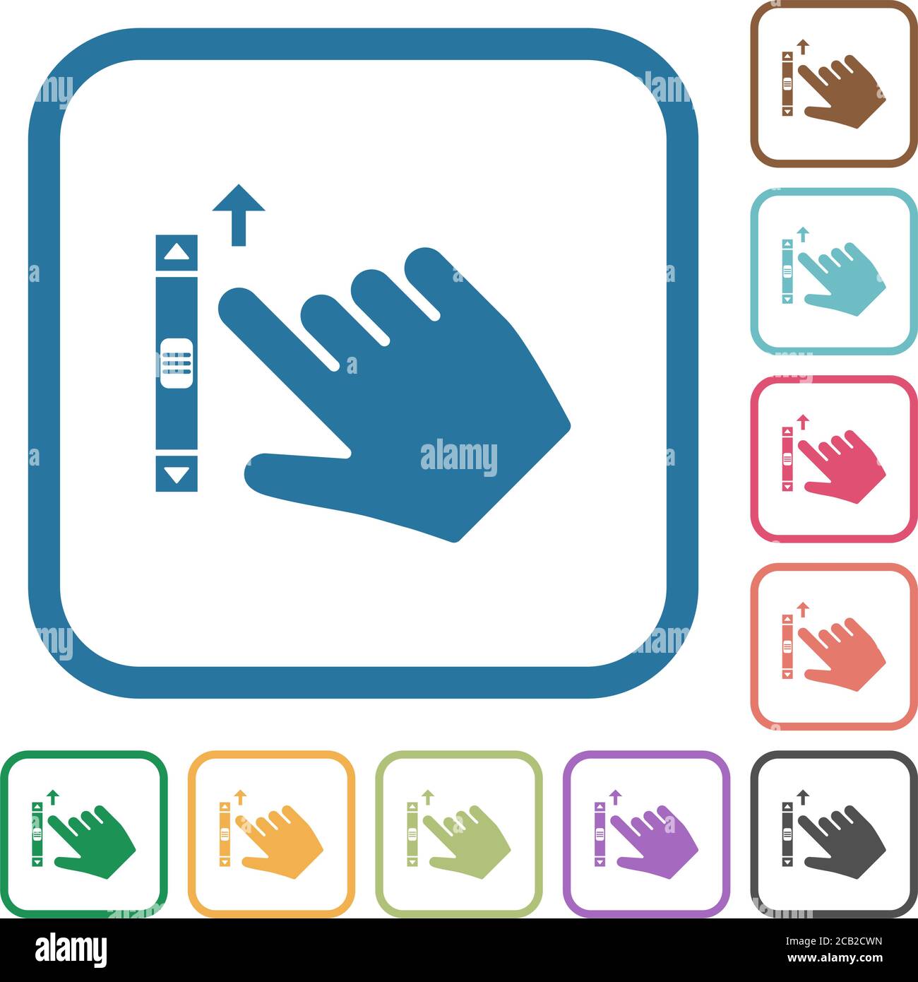 Right handed scroll up gesture simple icons in color rounded square ...