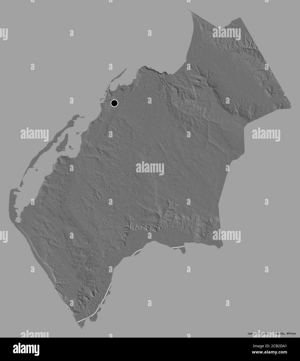 Shape of Luanda, province of Angola, with its capital isolated on a ...