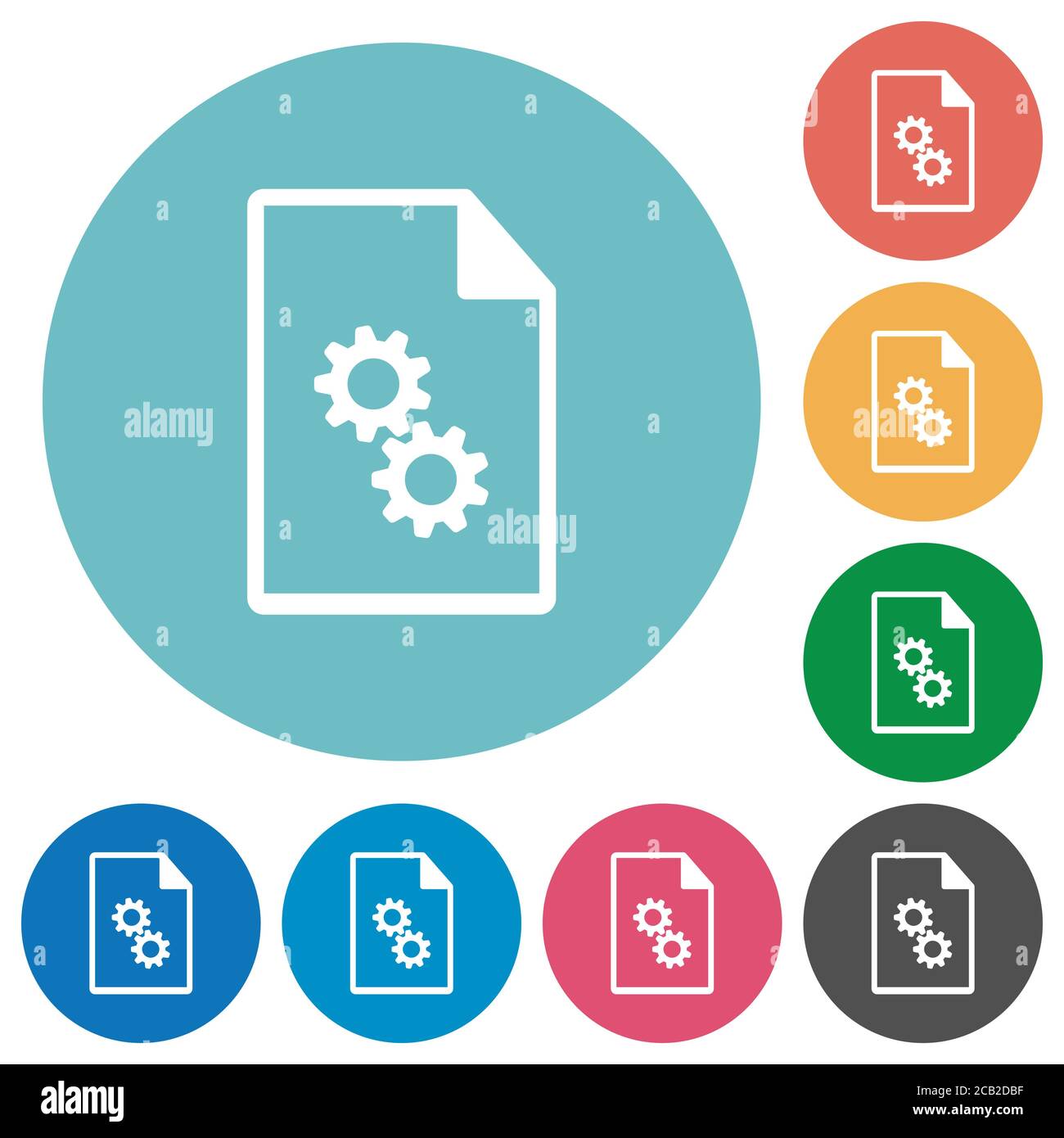 Executable file flat white icons on round color backgrounds Stock ...