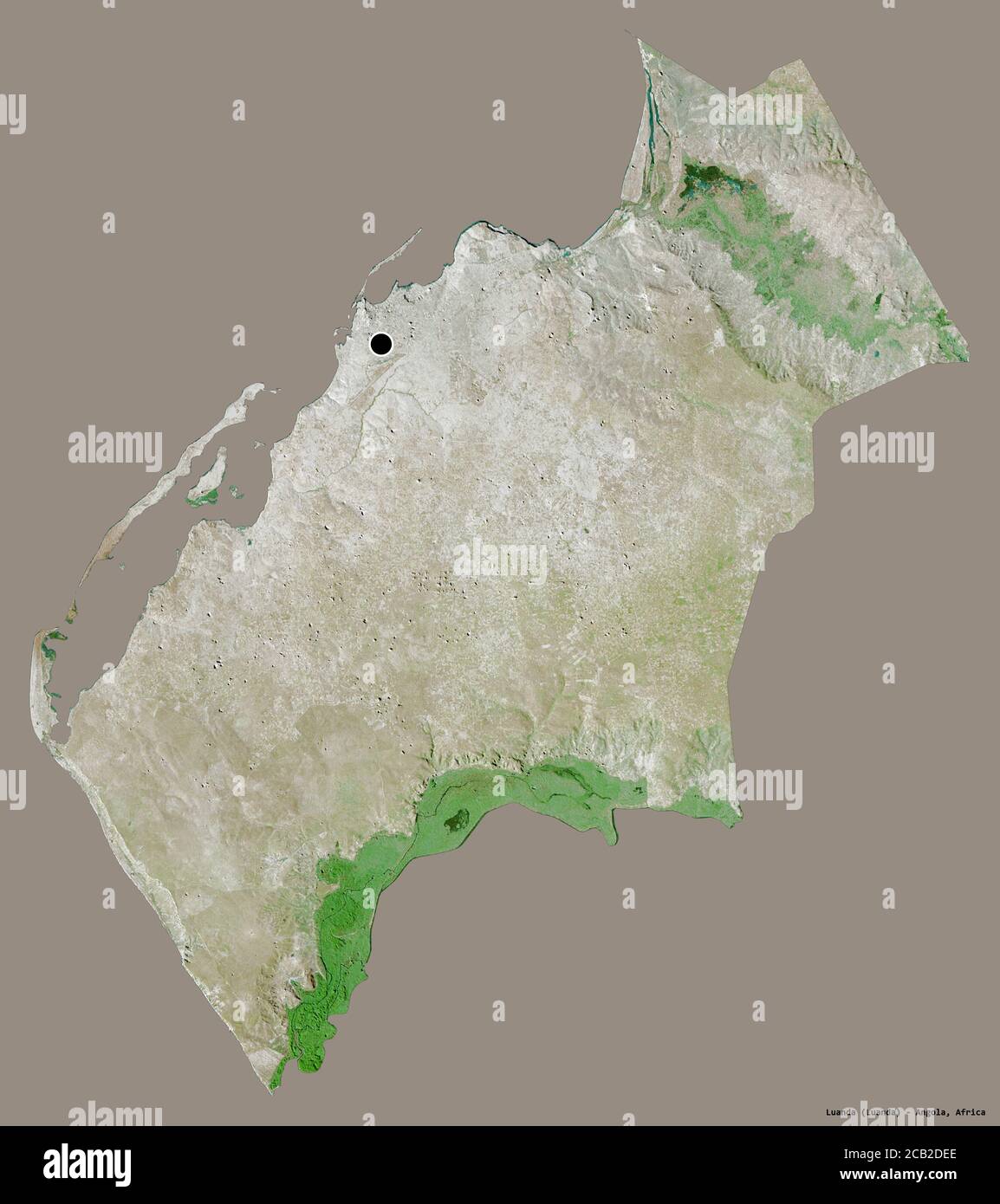 Shape of Luanda, province of Angola, with its capital isolated on a ...
