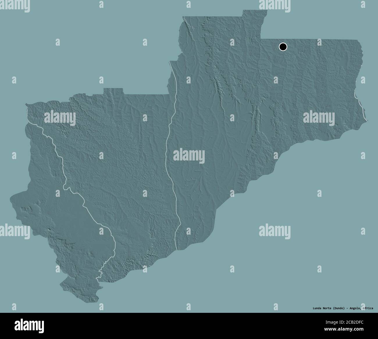 Shape of Lunda Norte, province of Angola, with its capital isolated on ...