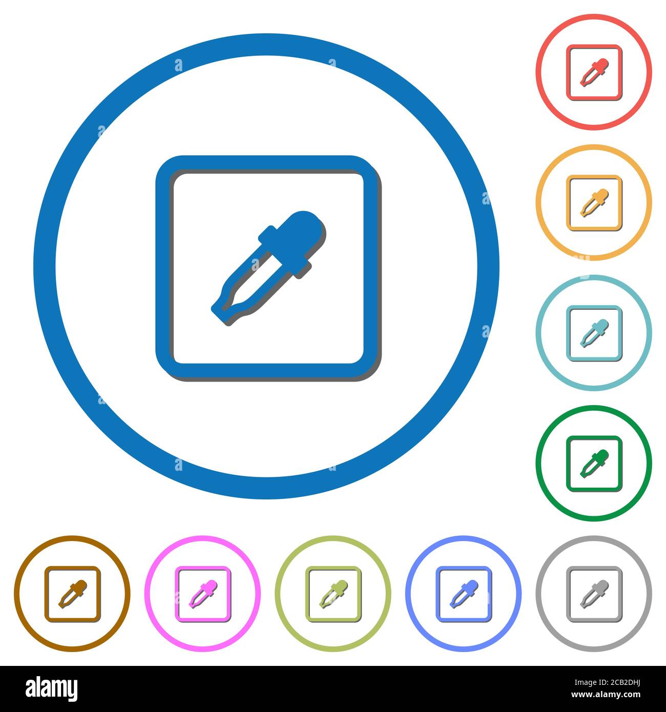 Get object color flat color vector icons with shadows in round outlines ...