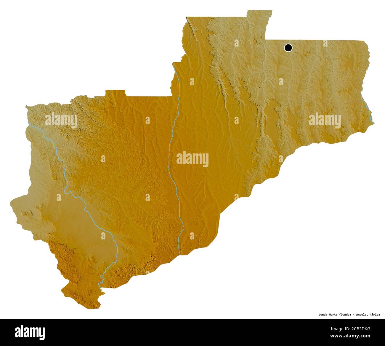 Shape of Lunda Norte, province of Angola, with its capital isolated on ...