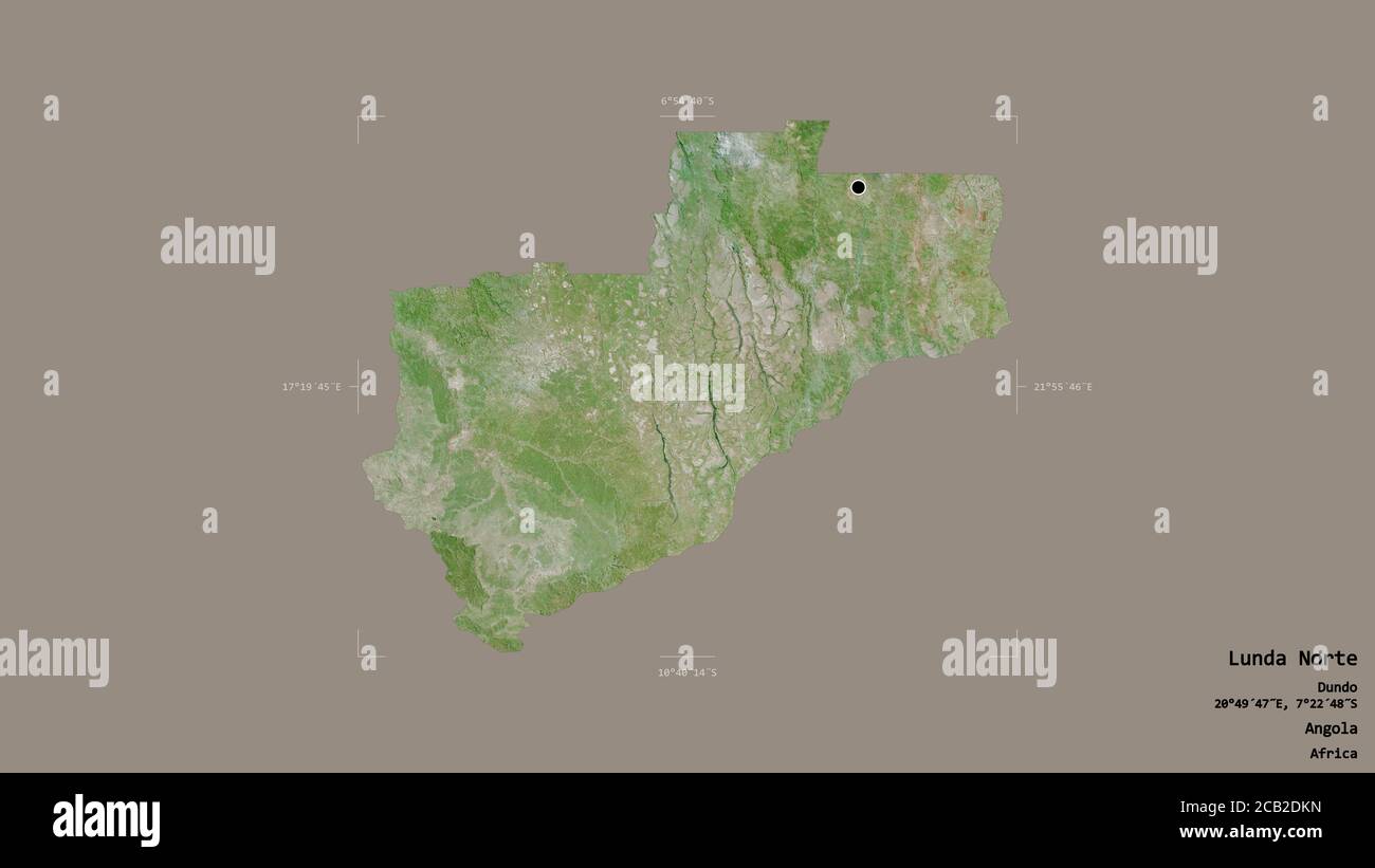 Area of Lunda Norte, province of Angola, isolated on a solid background ...