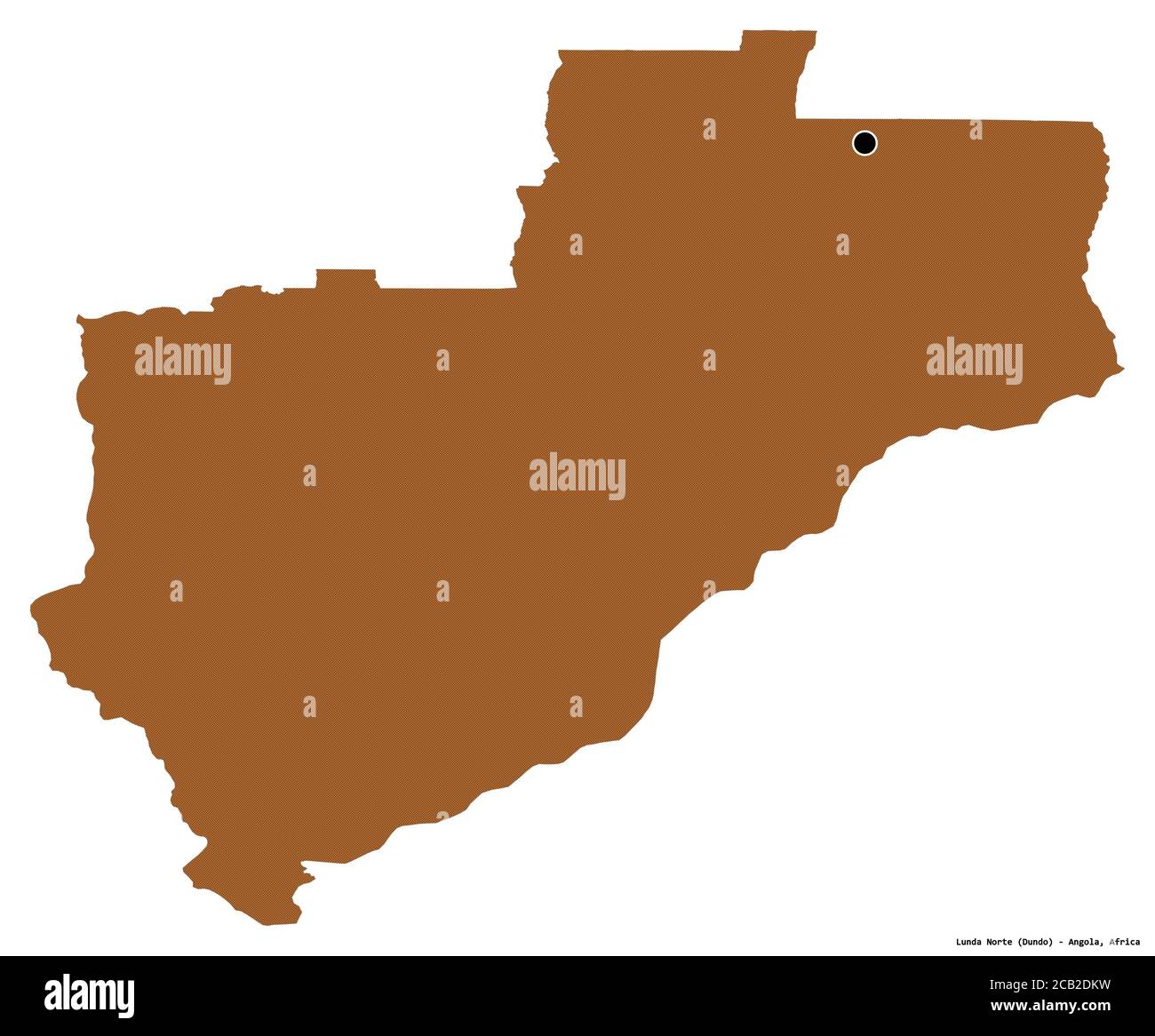 Shape of Lunda Norte, province of Angola, with its capital isolated on ...