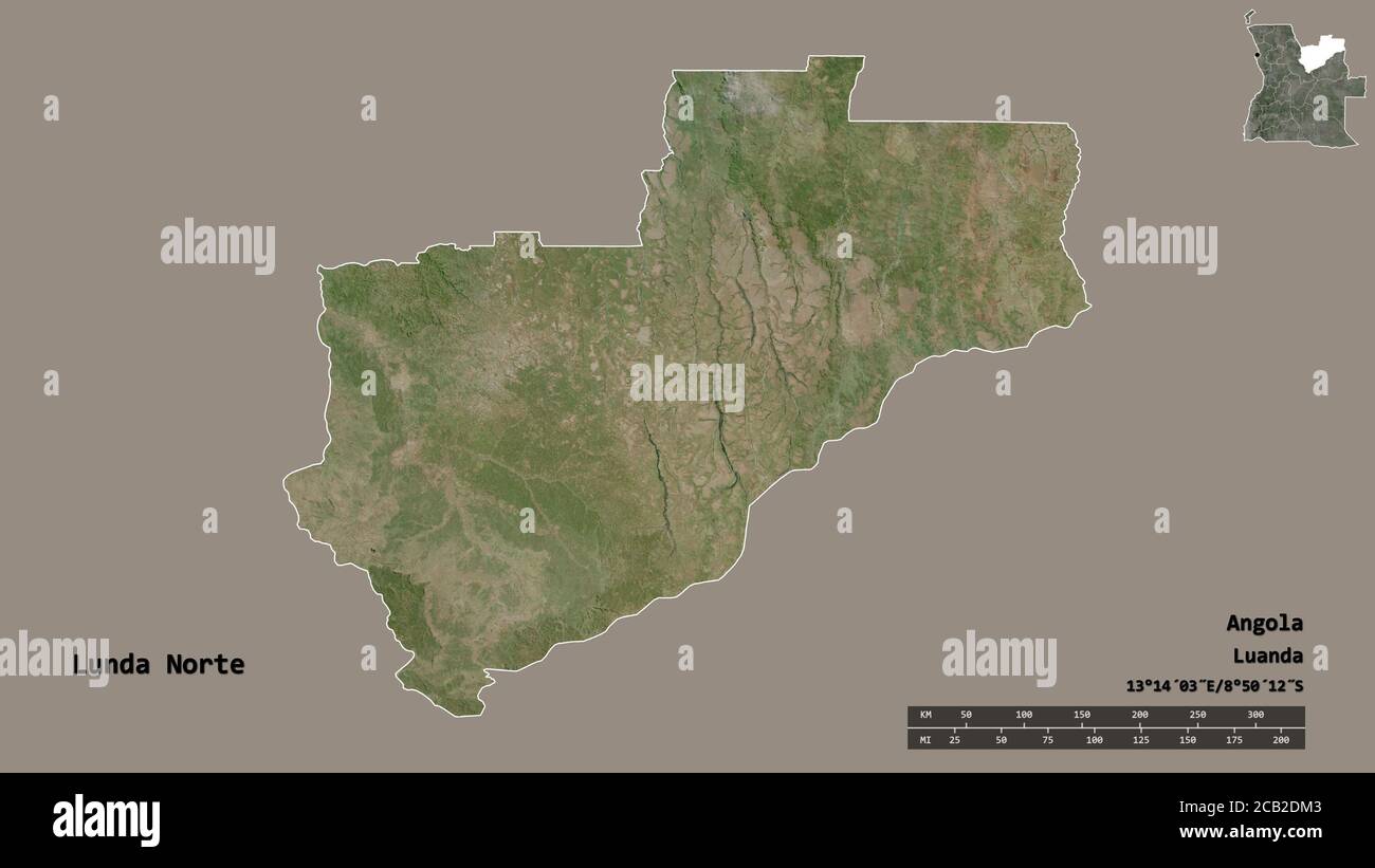 Shape of Lunda Norte, province of Angola, with its capital isolated on ...