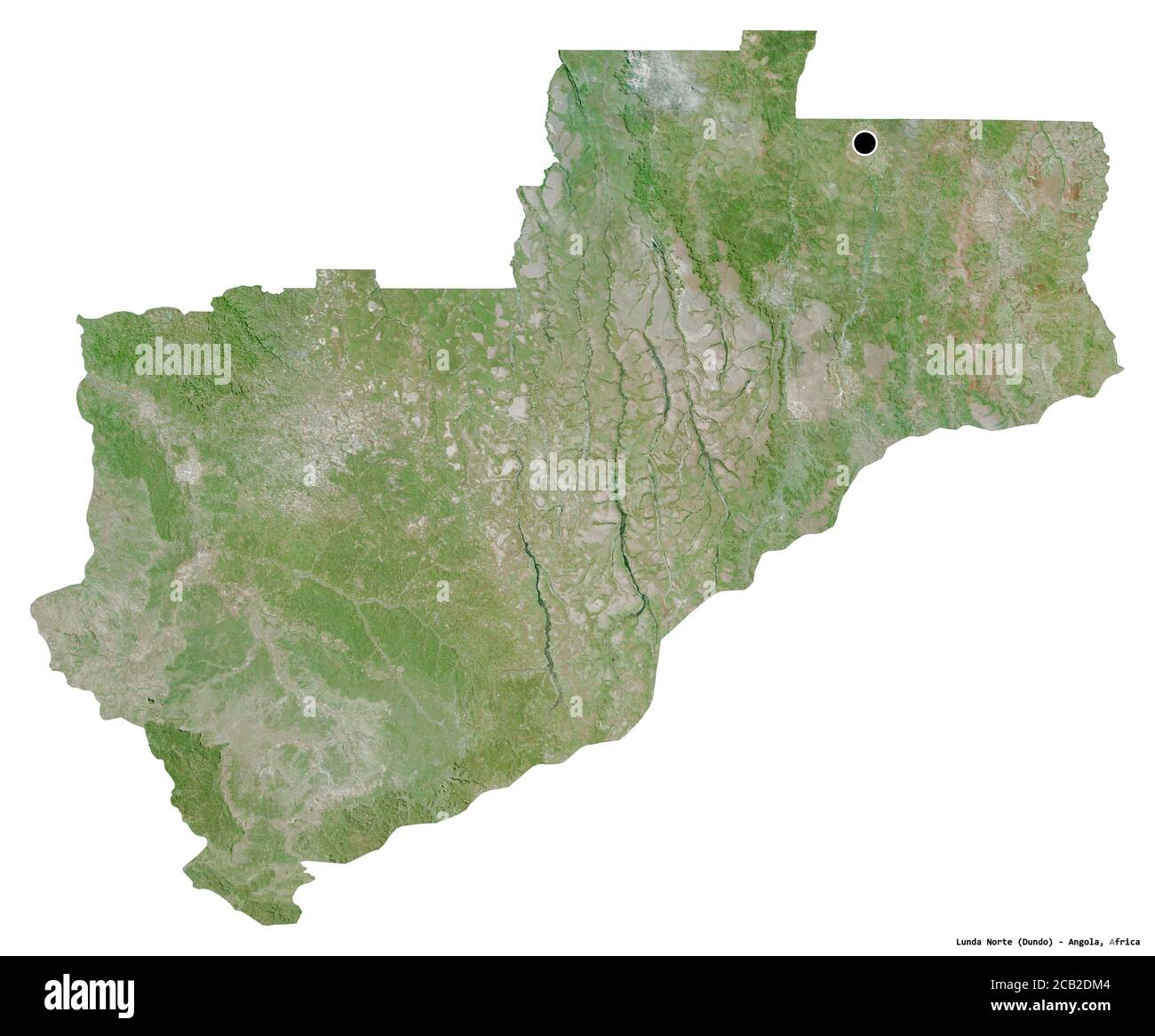 Shape of Lunda Norte, province of Angola, with its capital isolated on ...