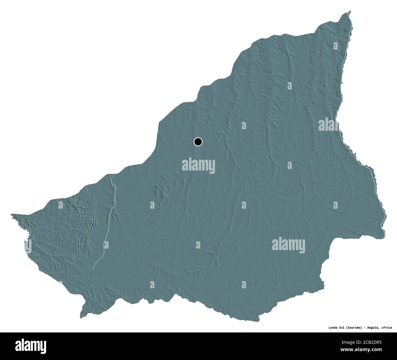 Shape of Lunda Sul, province of Angola, with its capital isolated on ...