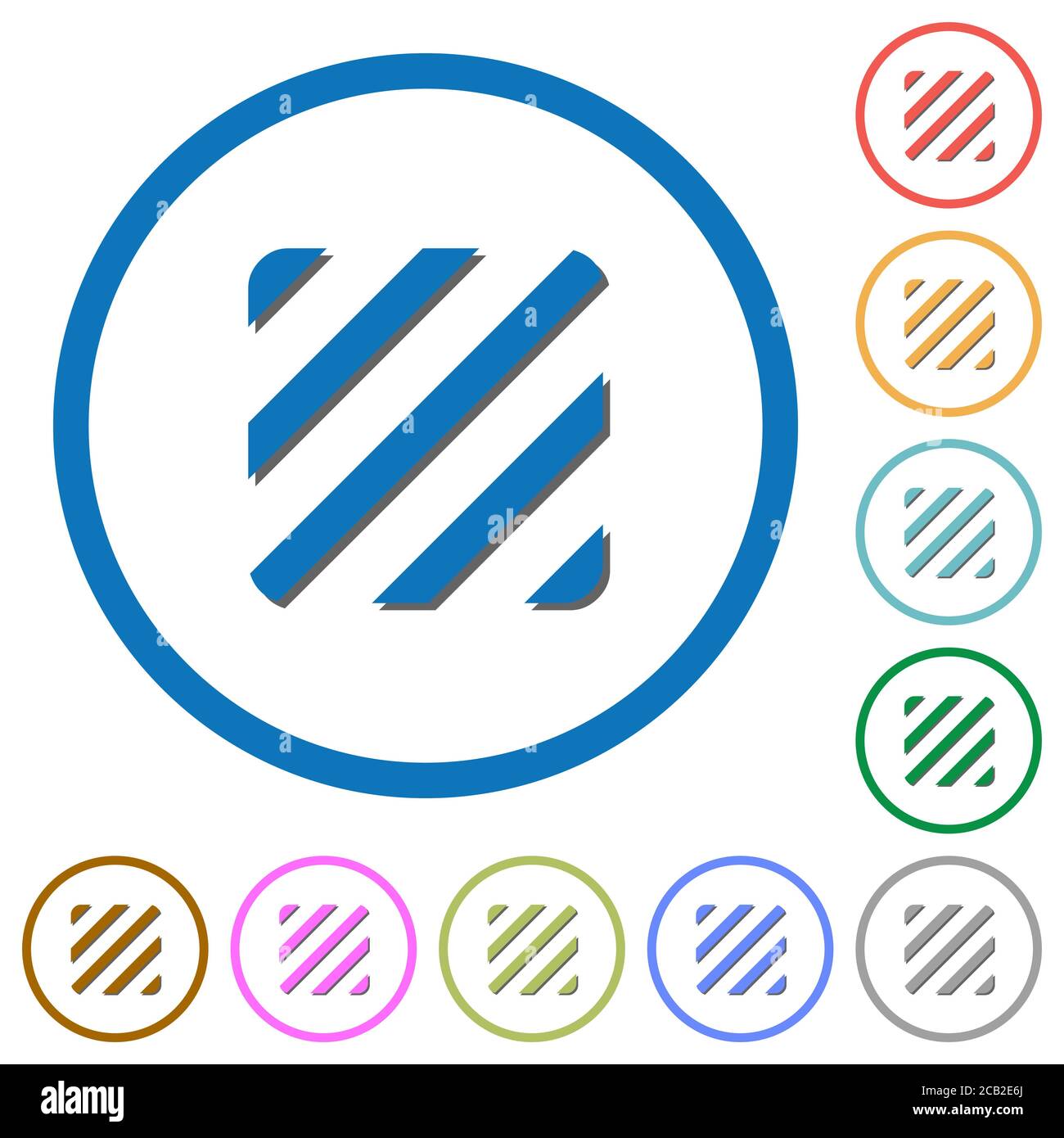 Texture Flat Color Vector Icons With Shadows In Round Outlines On White Background Stock Vector