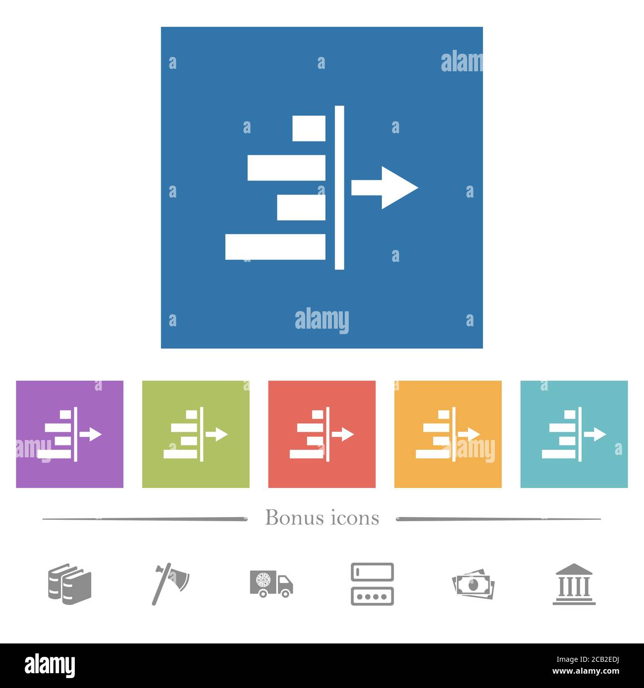 Decrease right indentation of content flat white icons in square backgrounds. 6 bonus icons ...