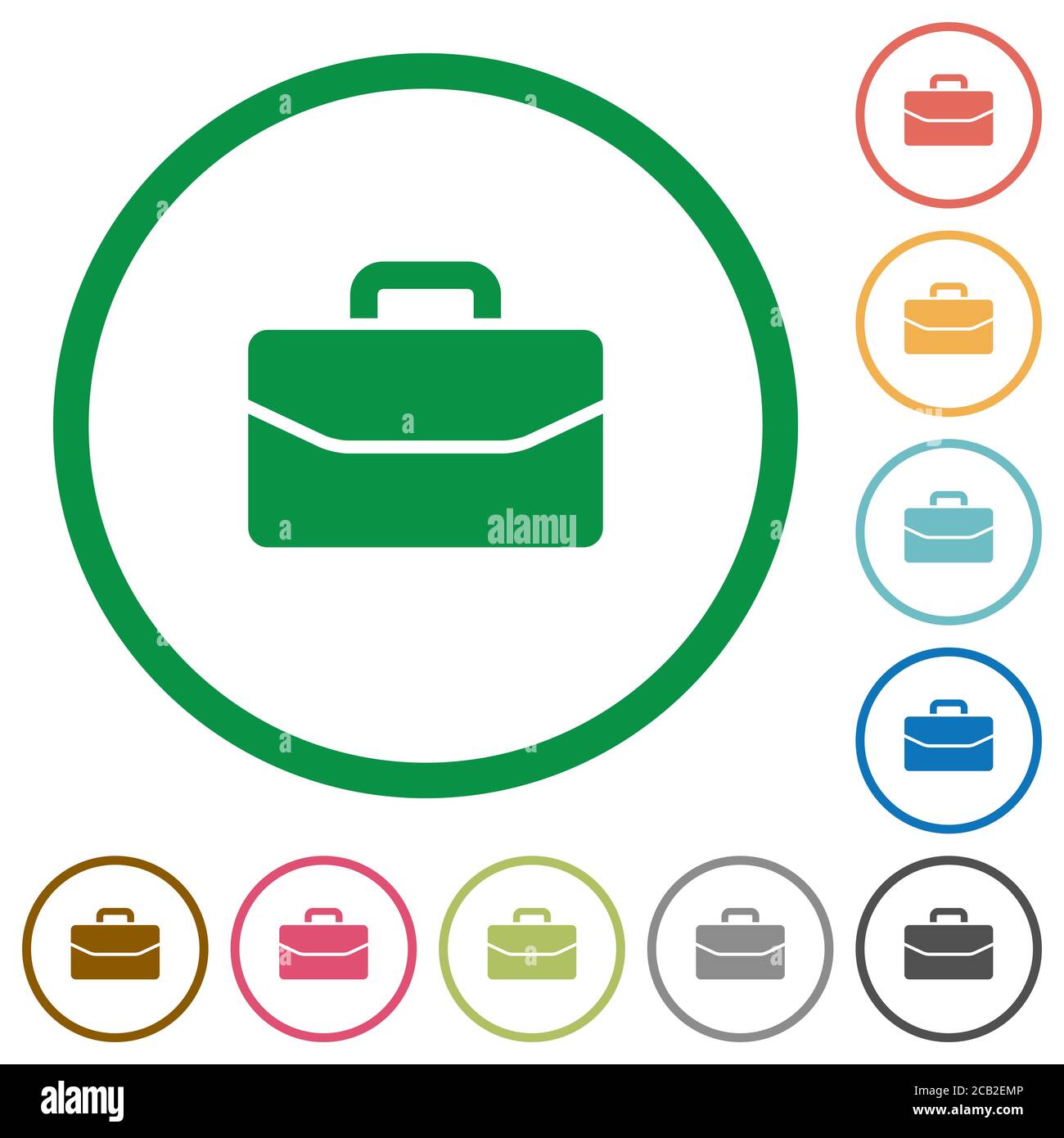 Satchel flat color icons in round outlines on white background Stock ...