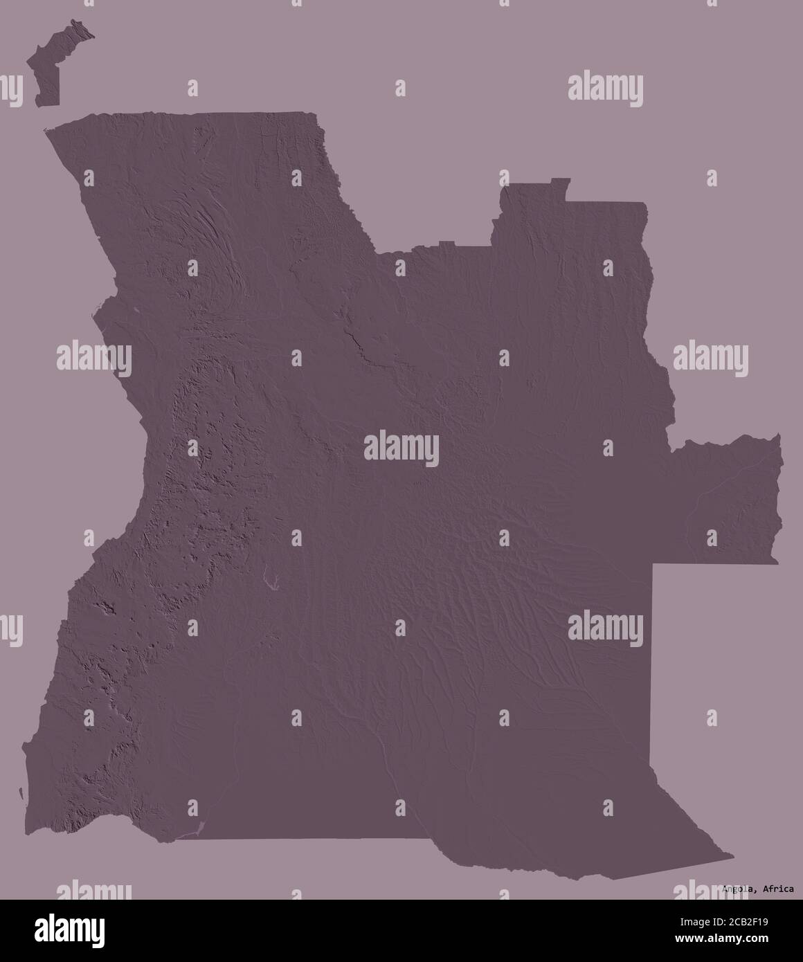 Shape of Angola with its capital isolated on a solid color background ...