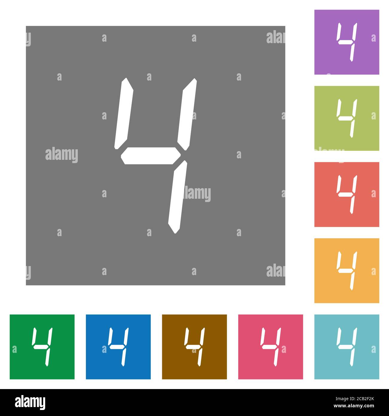 digital number four of seven segment type flat icons on simple color ...