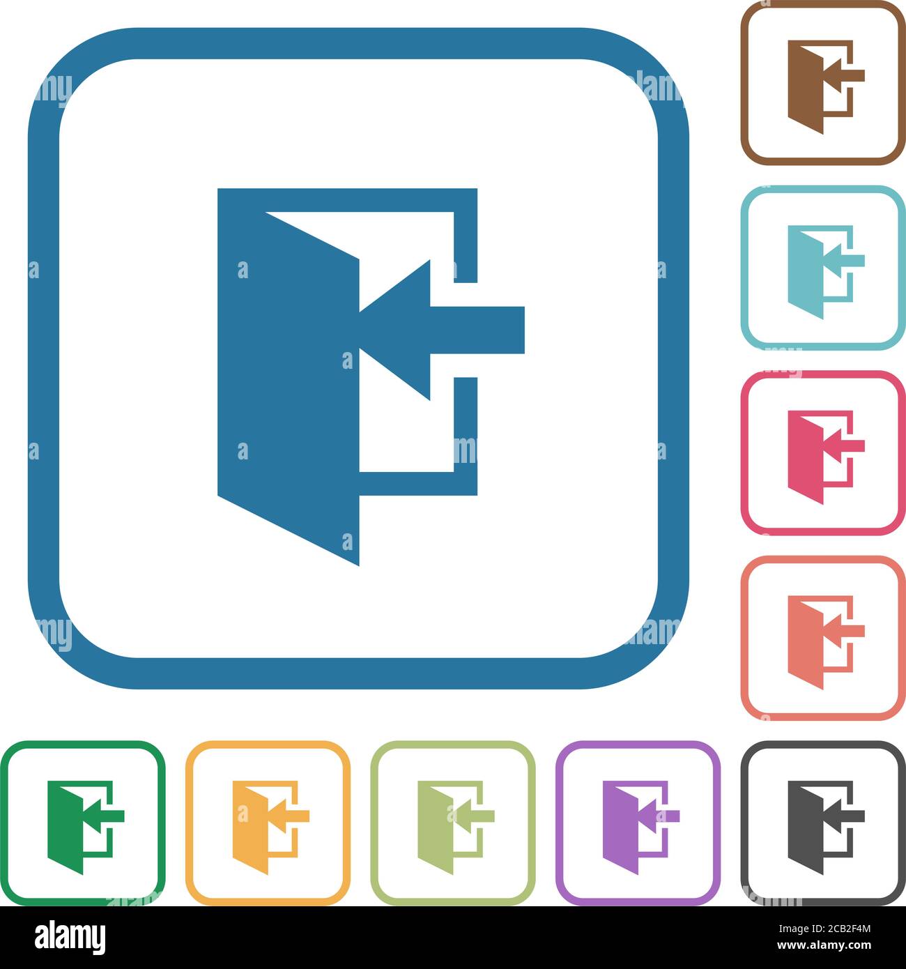 Enter simple icons in color rounded square frames on white background ...