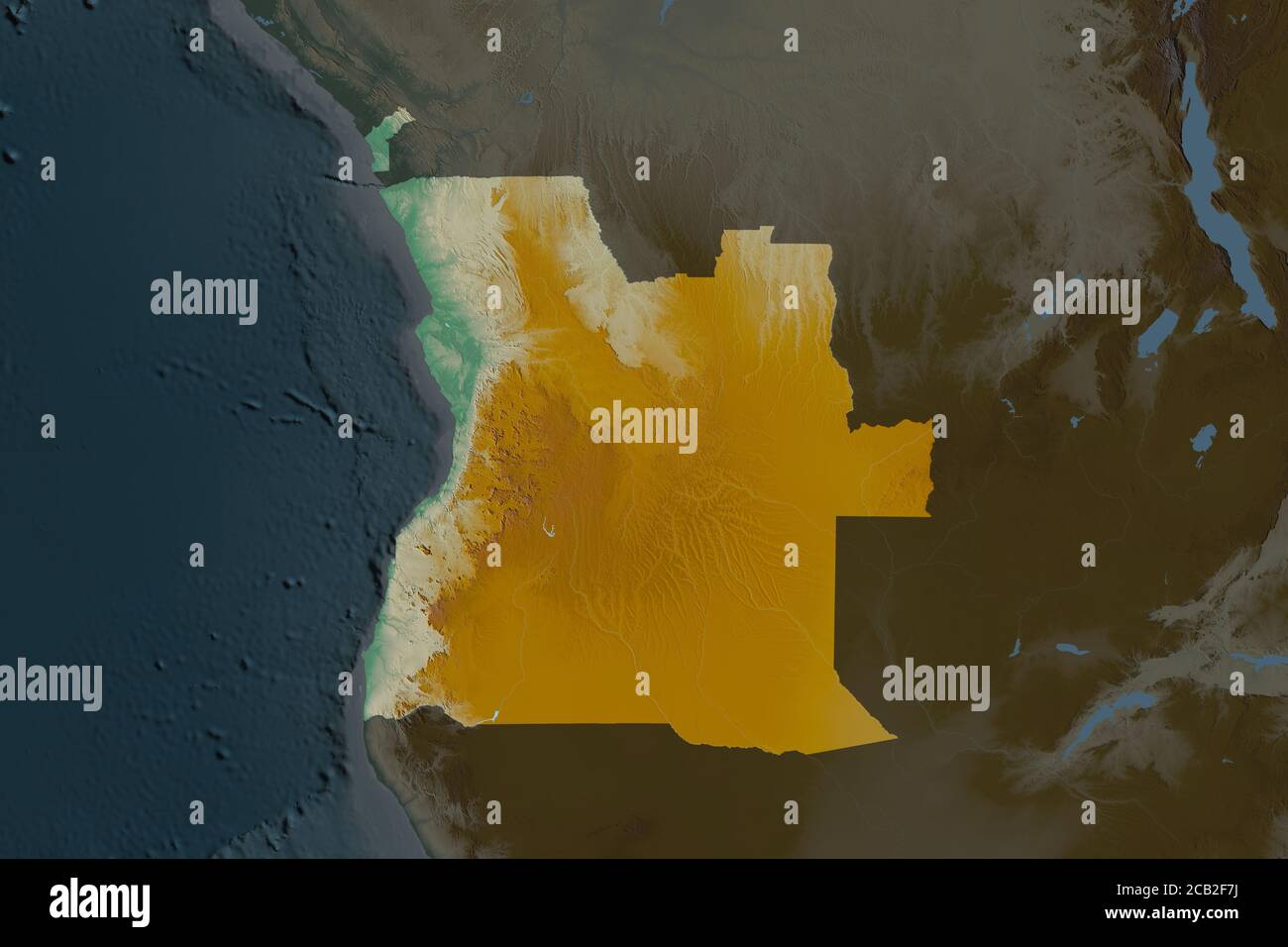 Shape of Angola separated by the desaturation of neighboring areas ...