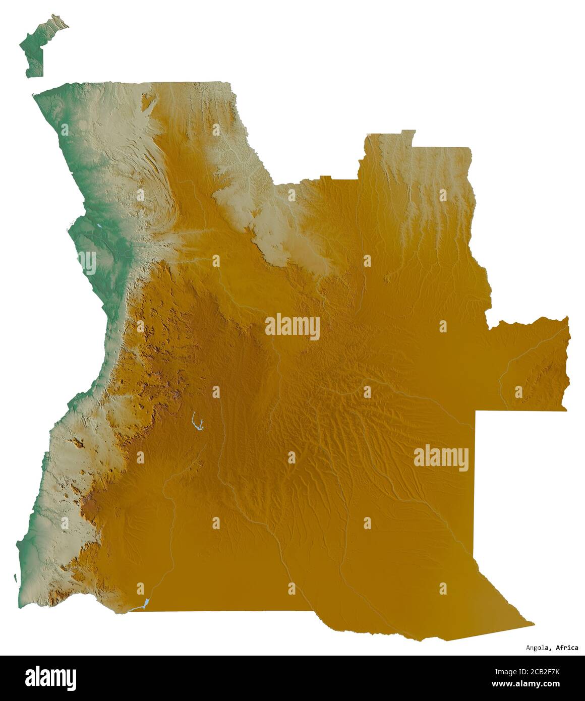 Shape of Angola with its capital isolated on white background ...