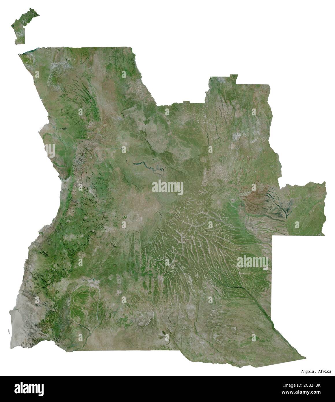 Shape of Angola with its capital isolated on white background ...