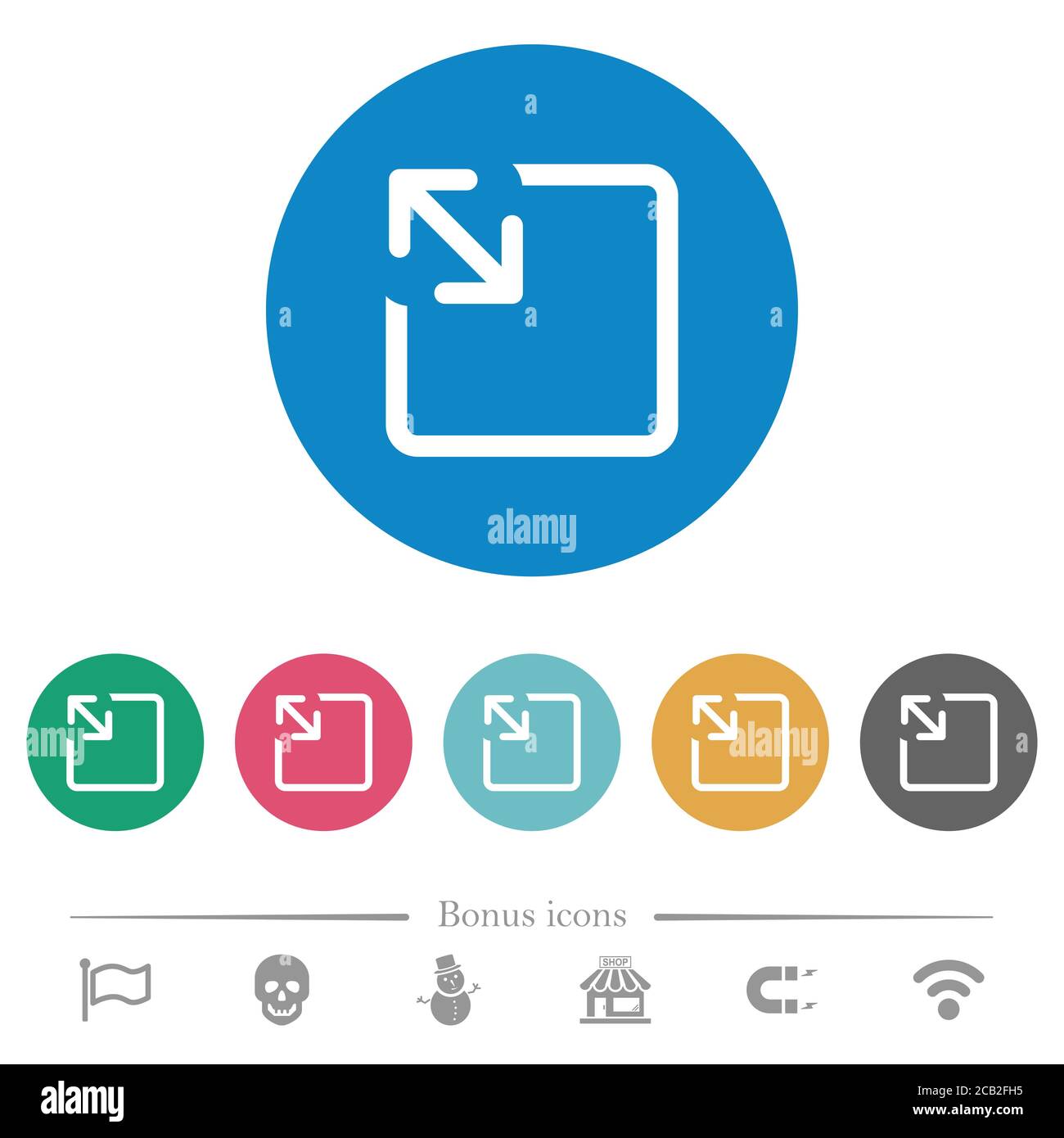 Resize Object Flat White Icons On Round Color Backgrounds 6 Bonus Icons Included Stock Vector