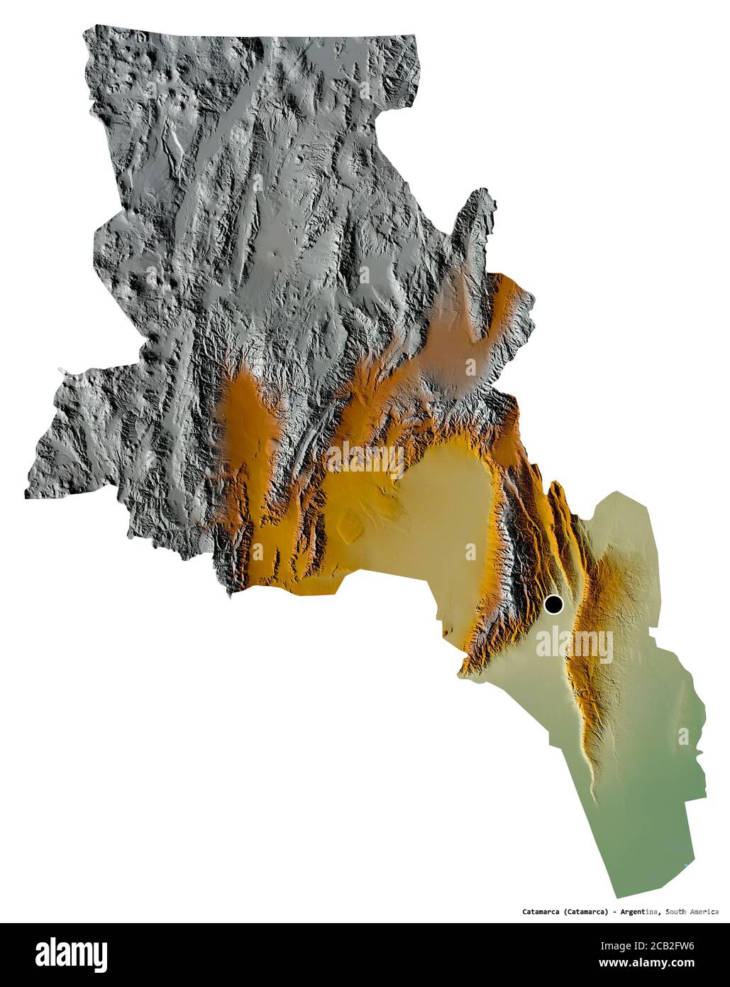 Shape of Catamarca, province of Argentina, with its capital isolated on ...